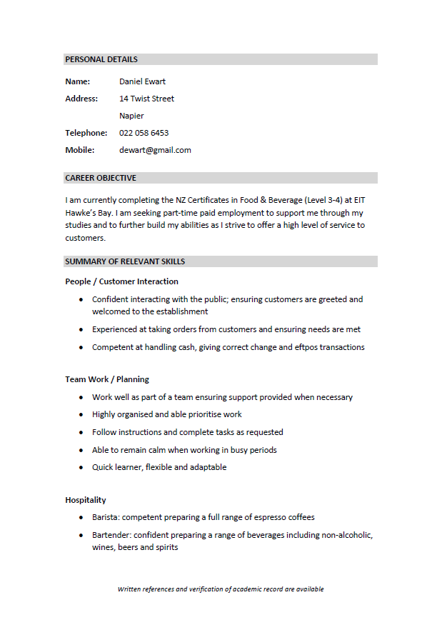 CV Formats And Examples